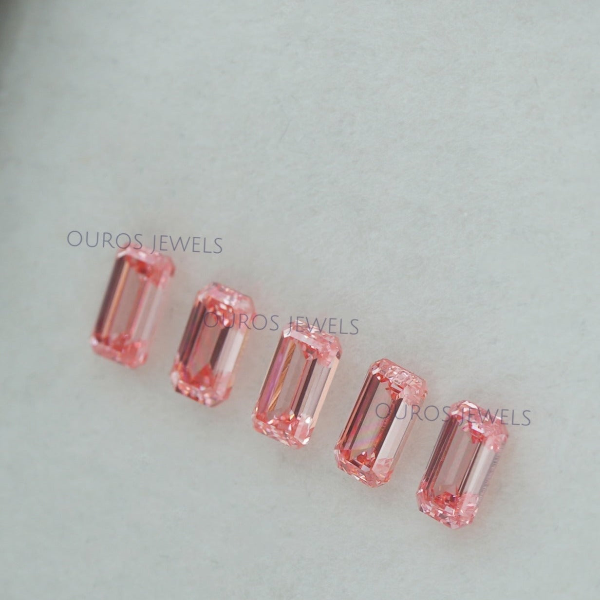 Emerald Cut Pink Lab Diamond | Ouros Jewels