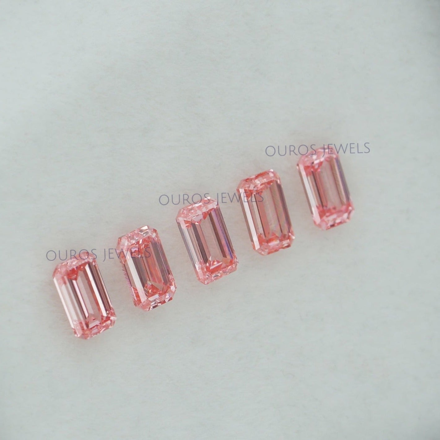 Emerald Cut Pink Lab Diamond | Ouros Jewels