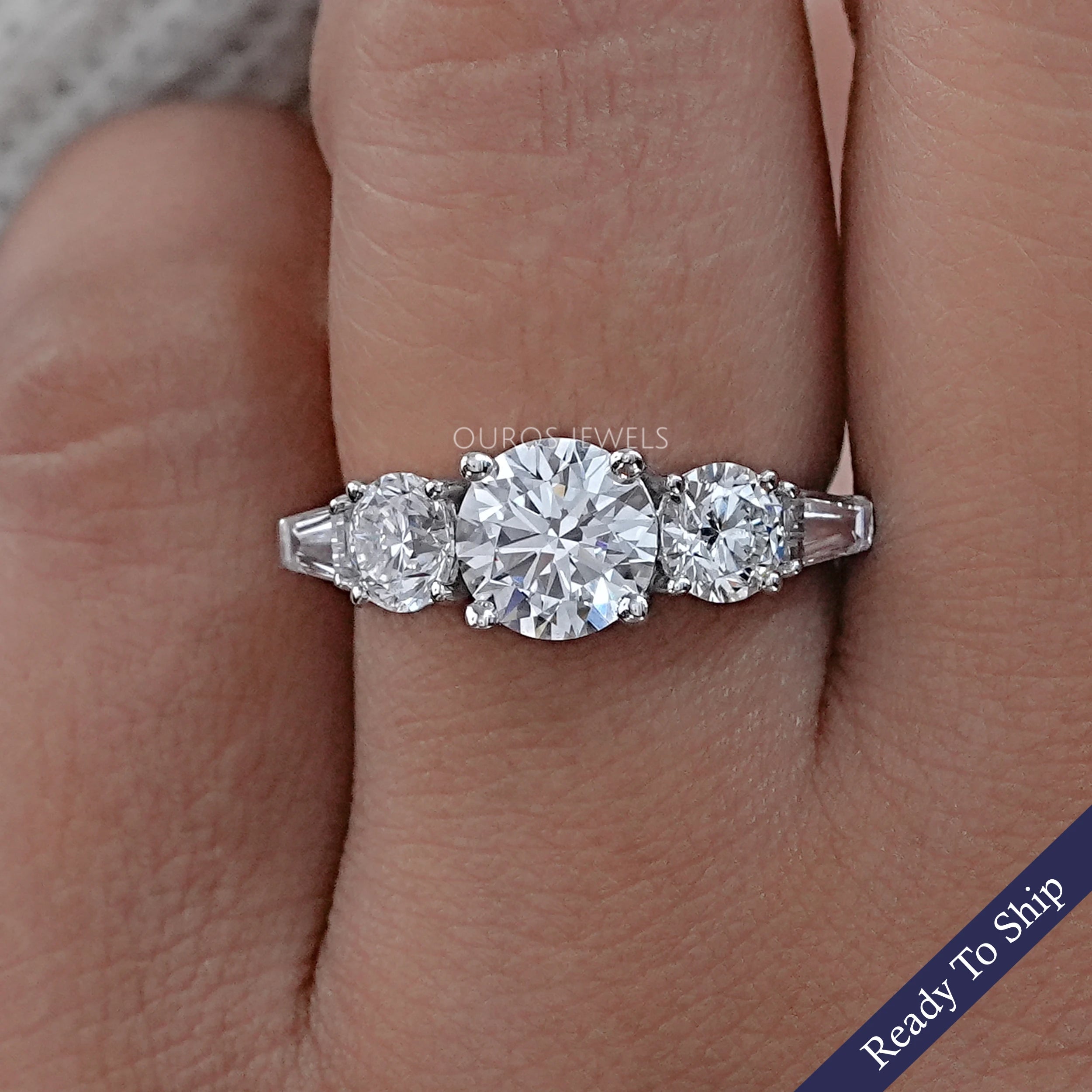 Five Stone Round Lab Diamond Engagement Ring – Ouros Jewels