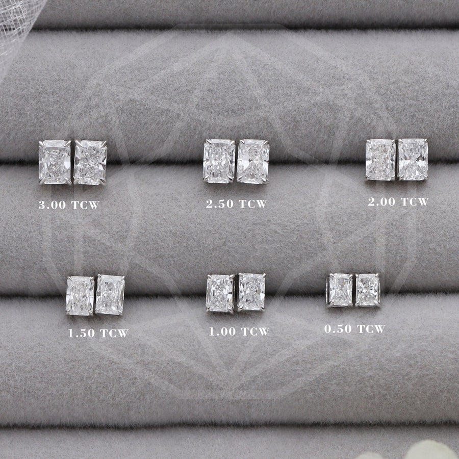 Radiant Cut Diamond Studs — Ouros Jewels