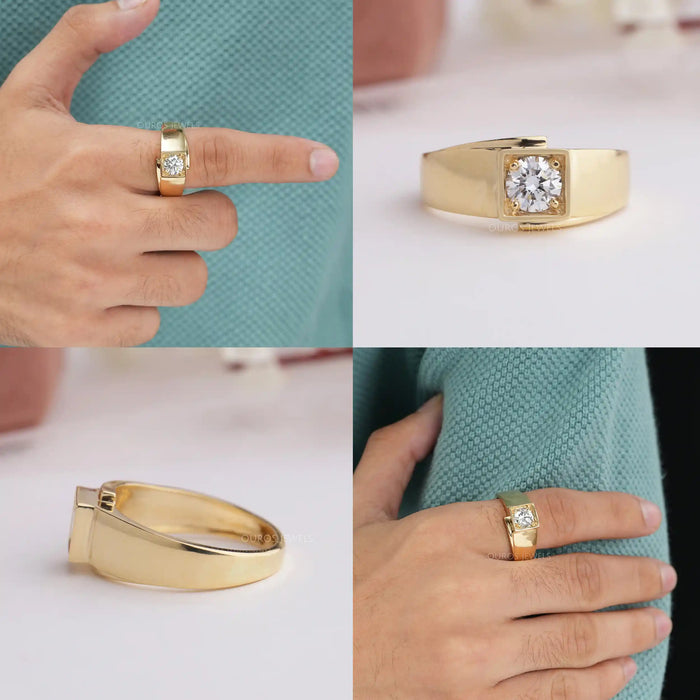 Mens yellow gold wedding ring — Ouros Jewels