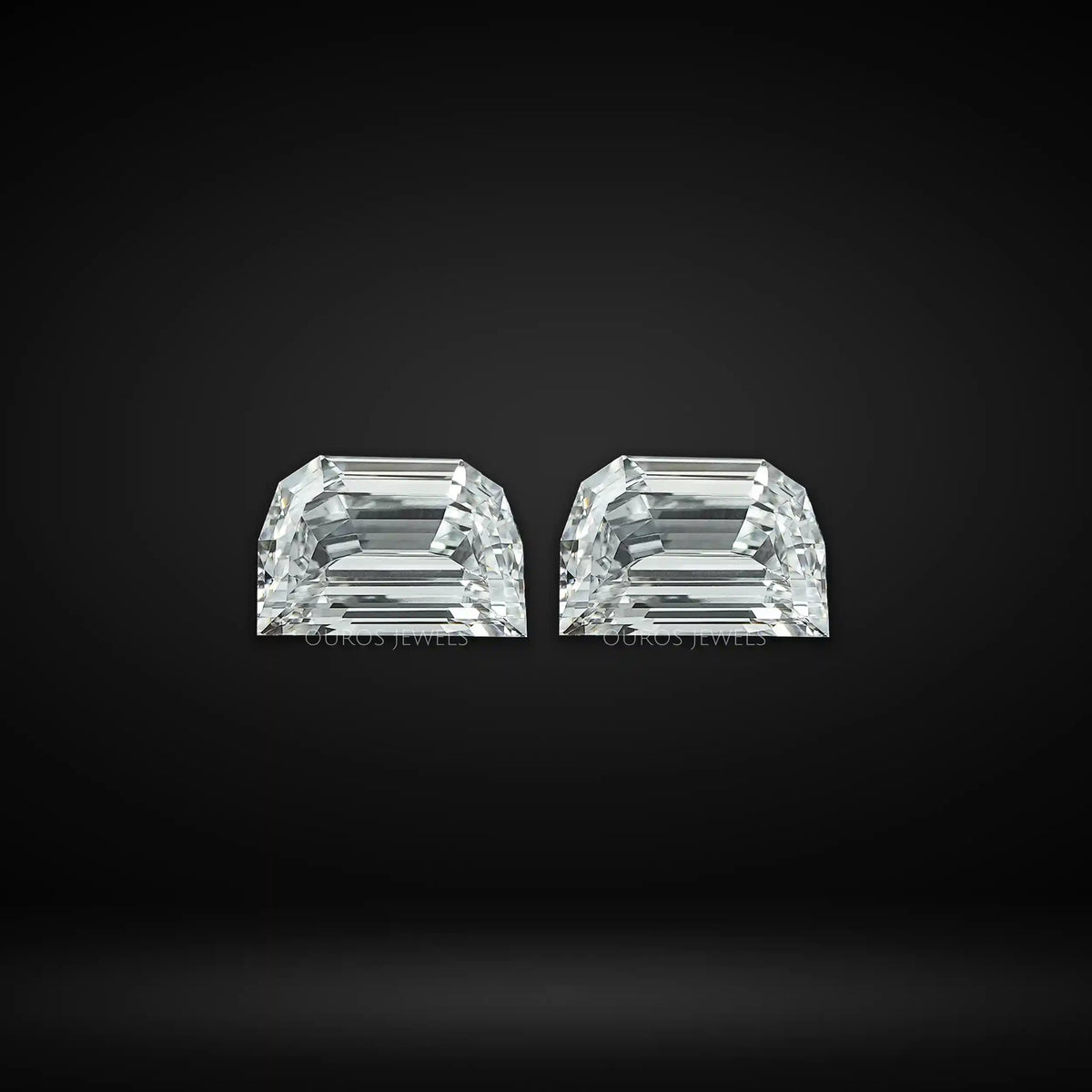 Step Cut Half Moon Diamond Matching Pair — Ouros Jewels
