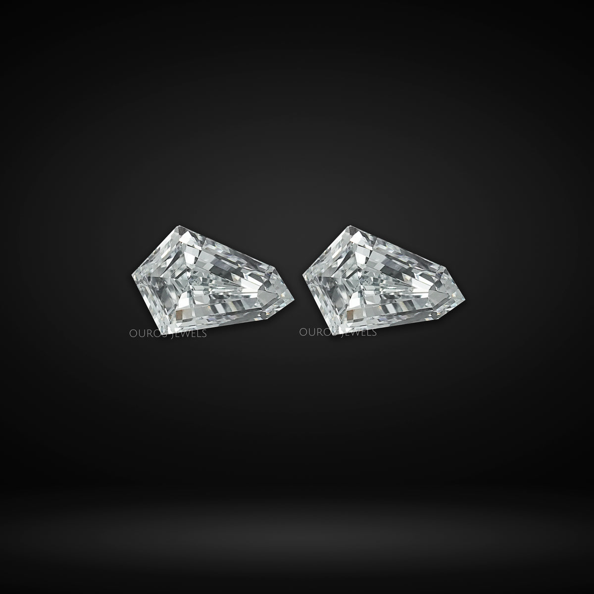 Step Cut Shield Diamond Pair — Ouros Jewels