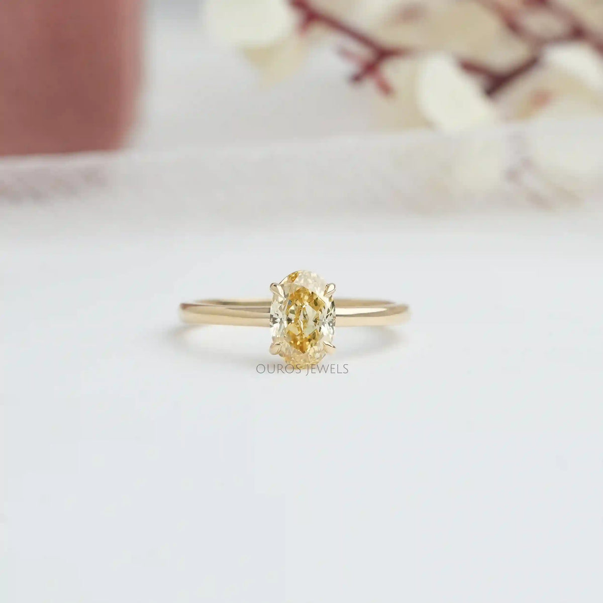 Oval Yellow Diamond Solitaire Ring — Ouros Jewels