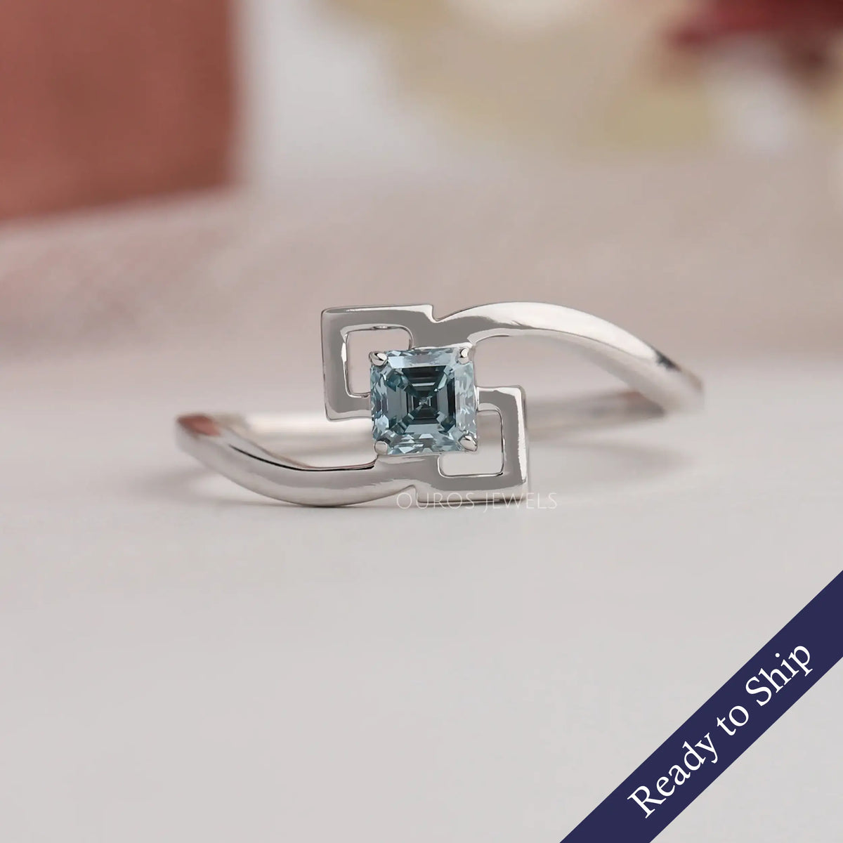 Asscher Solitaire Engagement Ring | Ouros Jewels