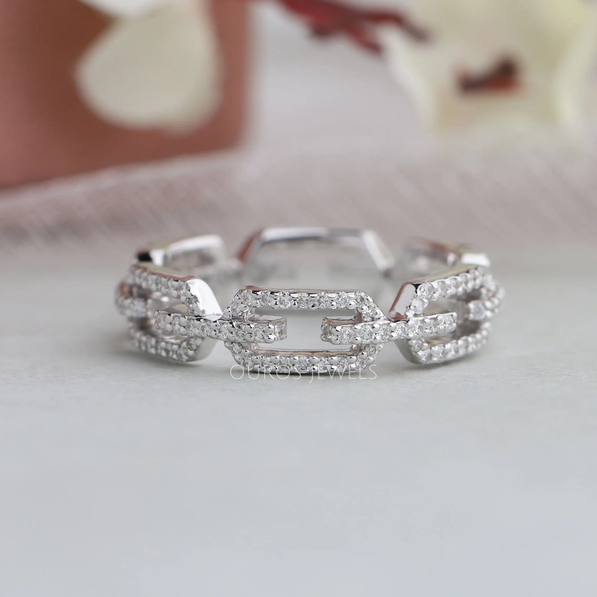 Round Diamond Chain Link Ring — Ouros Jewels