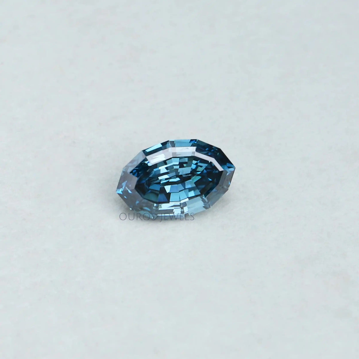 Step Cut Blue Oval Diamond — Ouros Jewels