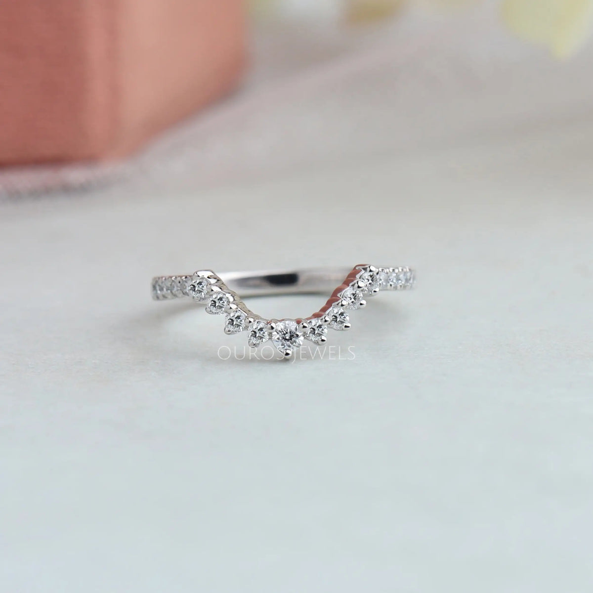 Diamond Curved Wedding Band | Ouros Jewels